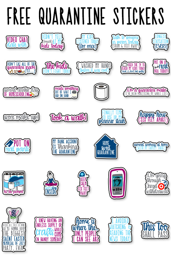 Quarantine Stickers word art freebie from Mom Envy - J. Conlon and Sons