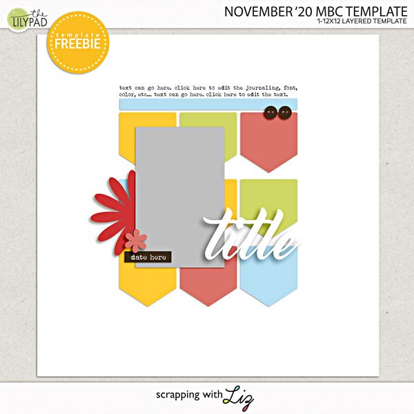 November '20 template freebie from Scrapping with Liz - J. Conlon and Sons