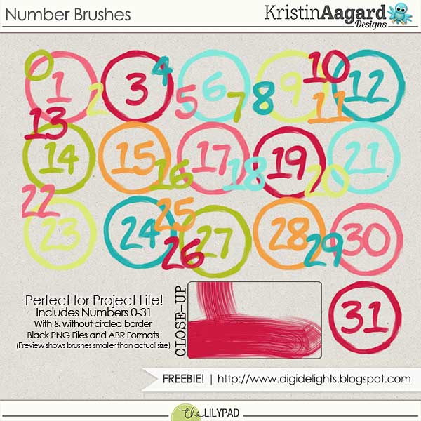 Number Brushes freebie from Kristin Aagard Designs - J. Conlon and Sons