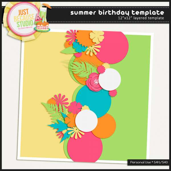 Summer Birthday template freebie from Just Because Studio - J. Conlon ...