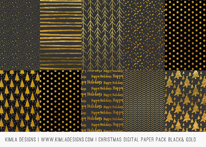 Black & Gold Christmas Paper Pack freebie from Kimla Designs - J ...